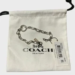 Coach | Jewelry | Coach Silver Signature Link Bracelet | Poshmark